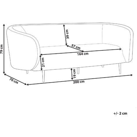 Canapé 3 Places Incurvé Design Art Déco Moderne avec Pieds Noirs en ...