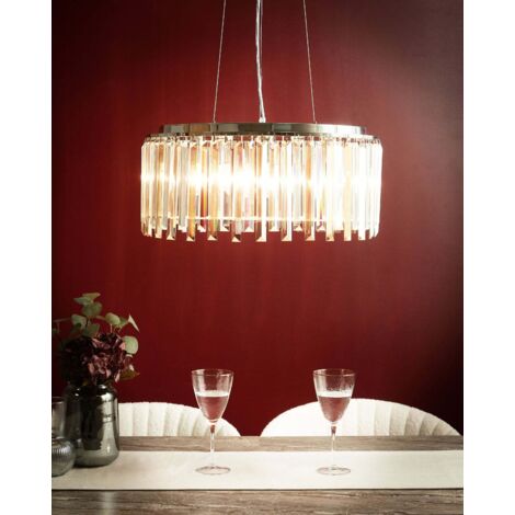 Lustre Plafonnier Éclairage Salon Salle à Manger en Métal Argenté avec ...