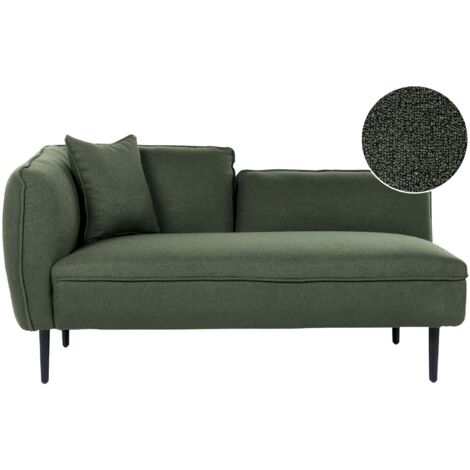 Méridienne Angle Droit avec Coussins en Polyester Bouclé Vert Foncé ...