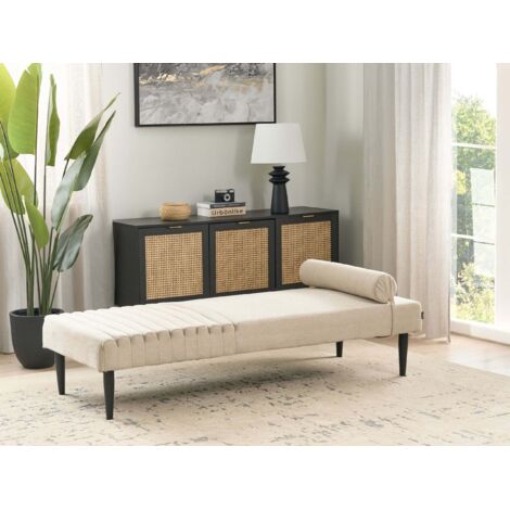 Chaise Longue Moderne Minimaliste en Tissu Lit de Jour Simple Beige Mauriac
