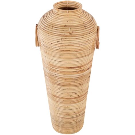 Vase Décoratif en Rotin Tressé 70 cm Naturel Boho Rustique Elatia