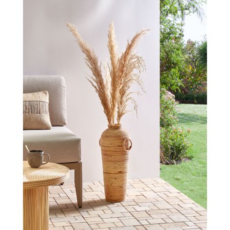 Vase Décoratif en Rotin Tressé 50 cm Naturel Boho Rustique Elatia