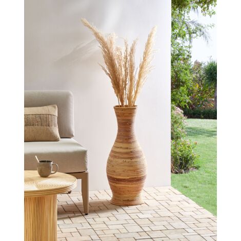 Vase Décoratif en Rotin Tressé 70 cm Naturel Boho Rustique Trinisa