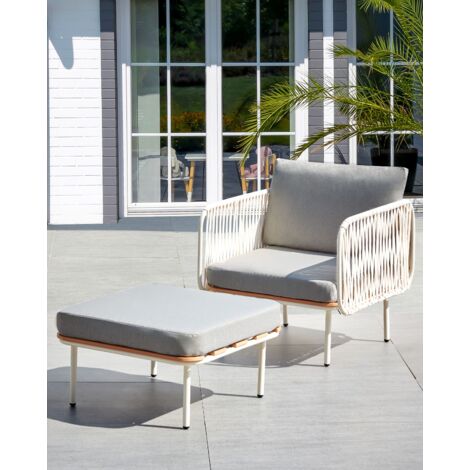 Fauteuil de Jardin avec Ottoman Structure en Métal Dossier en Tressage ...