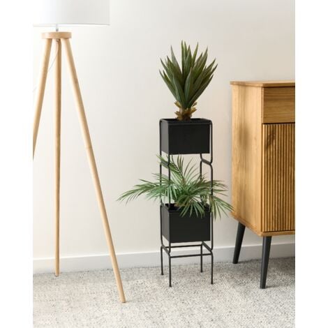 Support pour Pots à 2 Etages Jardinière d'Intérieur Carré 20 x 20 x 75 ...