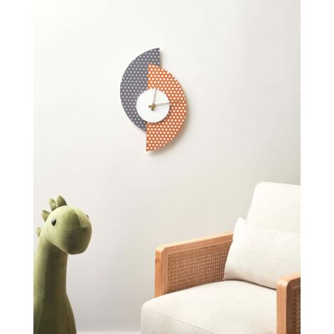 Horloge Murale Suspendue 29 x 47 cm Design sans Chiffres en MDF Gris et ...