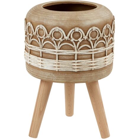 Pot de Fleurs Boho en Magnésium Bois Marron Clair Cyrtomium