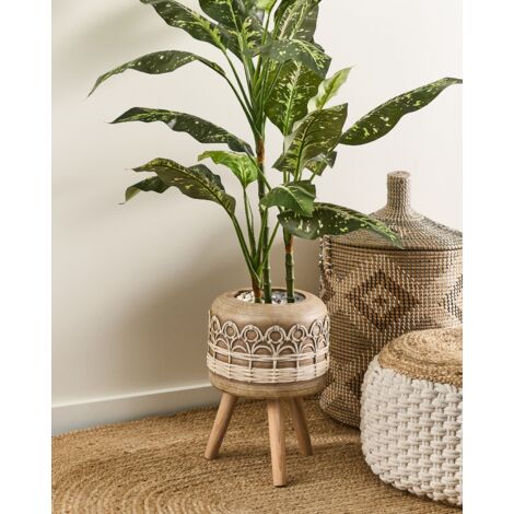 Pot de Fleurs Boho en Magnésium Bois Marron Clair Cyrtomium