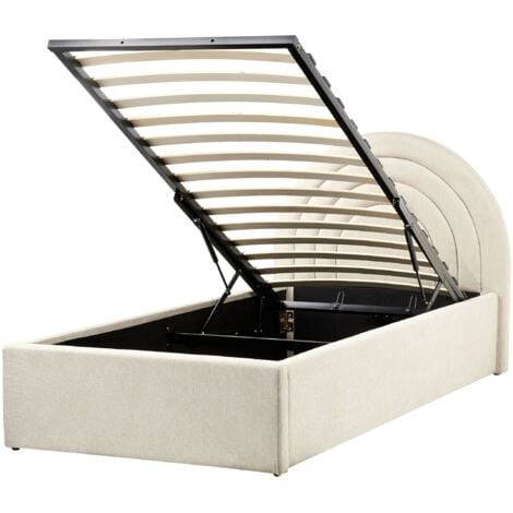 Lit Rétro Simple avec Coffre à Lattes et Pieds en Bois avec Tête de Lit ...