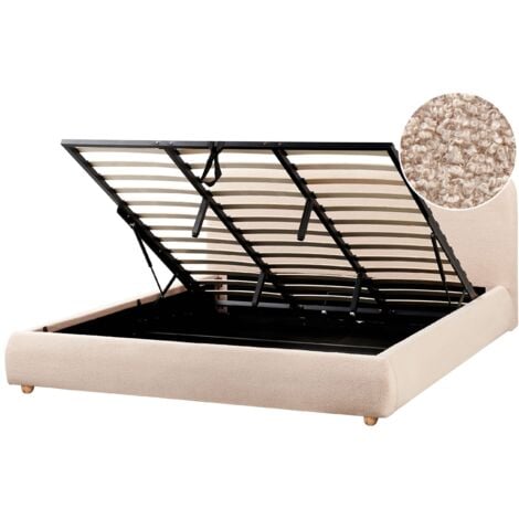 Lit avec Rangement Design Moderne Minimaliste 180 x 200 cm Bouclé Beige ...