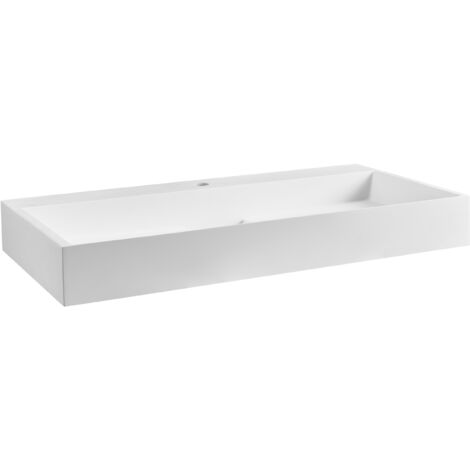 Vasque Suspendue en Fonte Minérale 90 x 46 cm Rectangulaire Finition ...