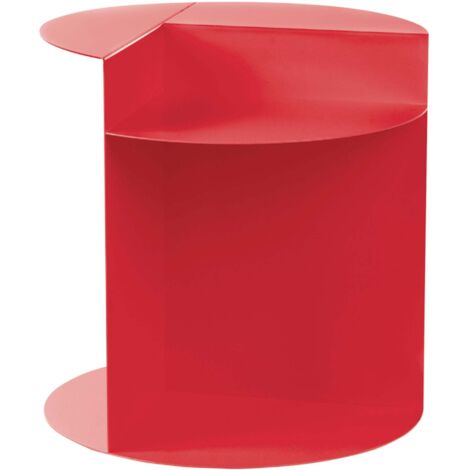 Table d'Appoint Ronde avec Étagère Métal Rouge Taggart