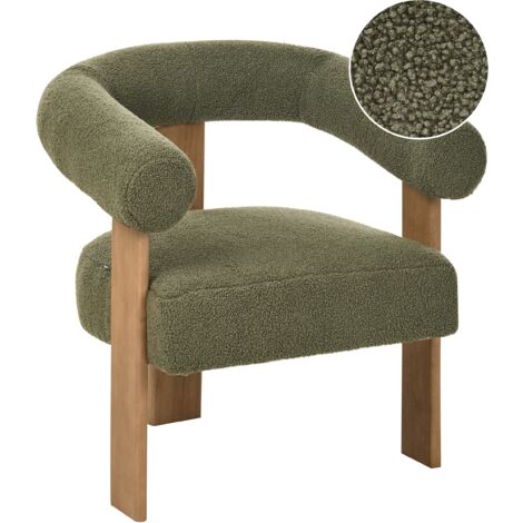 Fauteuil de Salon Rétro Pieds en Bois Marron Foncé Revêtement Rembourré ...