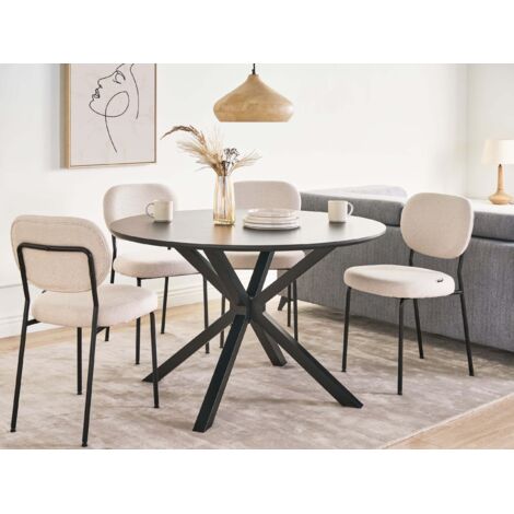 Table de salon design noir en MDF 120 cm Fitzroy avec pieds en metal ...