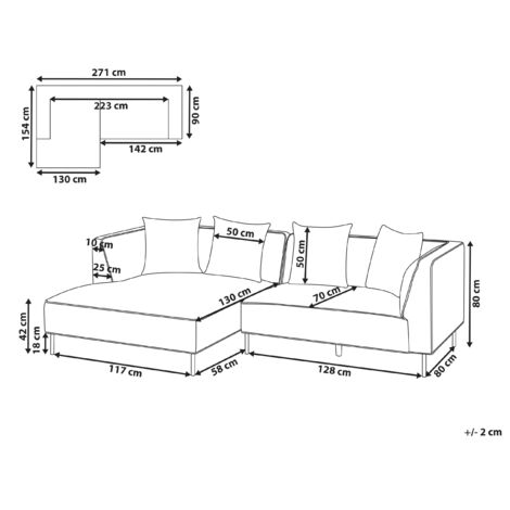 Canapé d'Angle à Droite Moderne en Tissu Chenille 3 Places avec ...