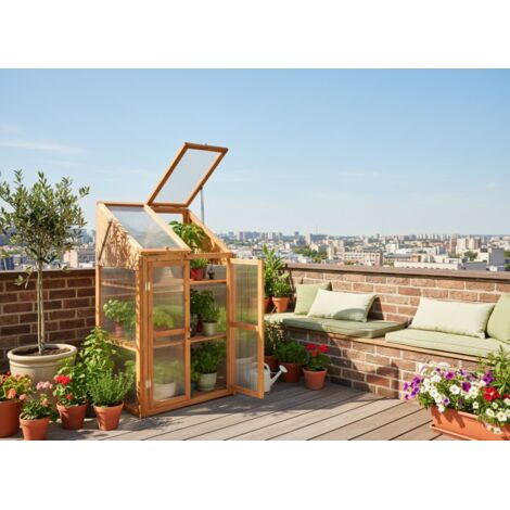 Serre de Balcon en Bois à 3 Niveaux avec Double Porte et Panneau ...