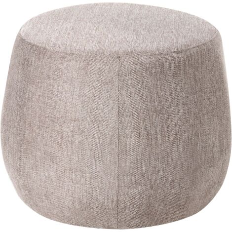 Pouf Rond Moderne en Tissu pour Salon et Chambre à Coucher Taupe Ashton