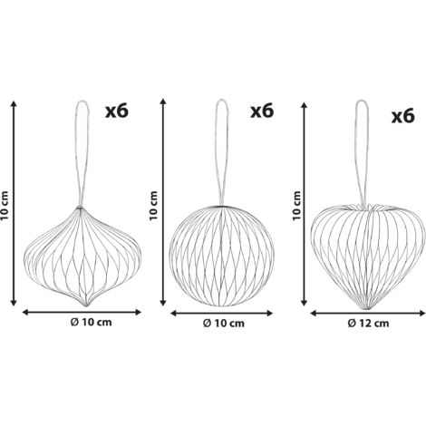 Lot 18 Décorations de Noël en Papier Alvéolé à Suspendre 3D Rouge Susa