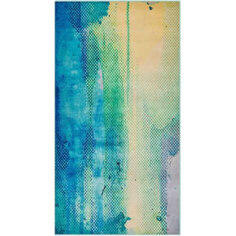 Tapis Rectangulaire Bleu et Vert pour Chambre ou Salon au Style ...