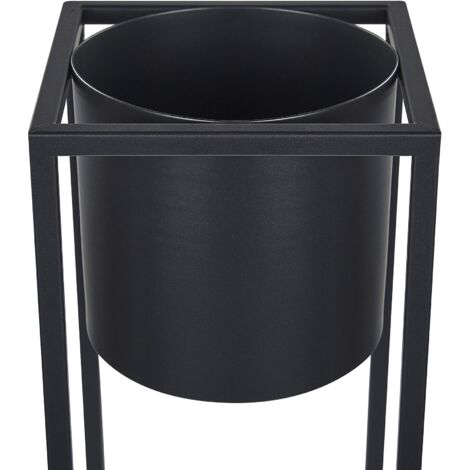Pot de Fleurs en Métal Noir Pour Extérieur Haut sur Pied et Design ...