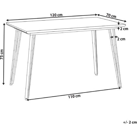 Table à Manger Rectangulaire 120 x 70 cm en MDF Plateau Effet Marbre ...