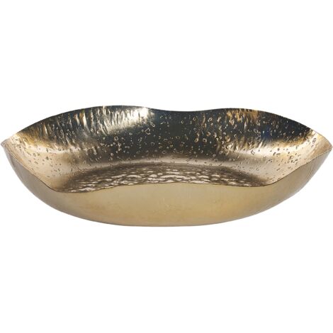 Lot de 3 Plateaux Décoratifs Dorés en Fer Martelé Différentes Tailles ...
