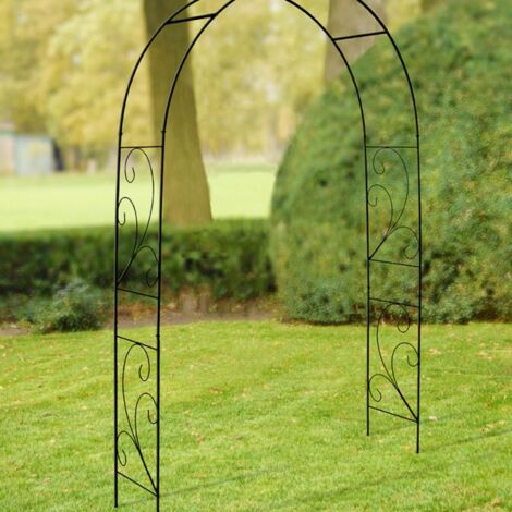 Arche de jardin en métal noir Esschert Design 218 cm à motifs volutes ...