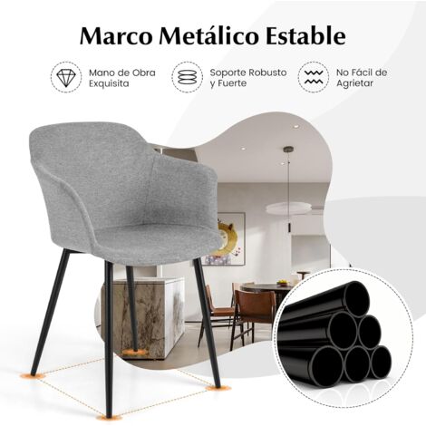 COSTWAY Juego de 2 Sillas de Comedor, Silla de Cocina Tapizadas con ...