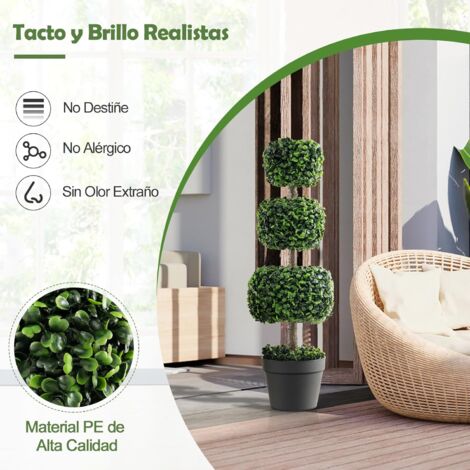 COSTWAY 75cm Árbol Artificial de Boj con Maceta, Incrustado con Cemento ...