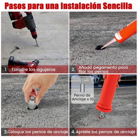 COSTWAY Lote de 10 Poste de Seguridad, Postes de Limitadores de Tráfico ...