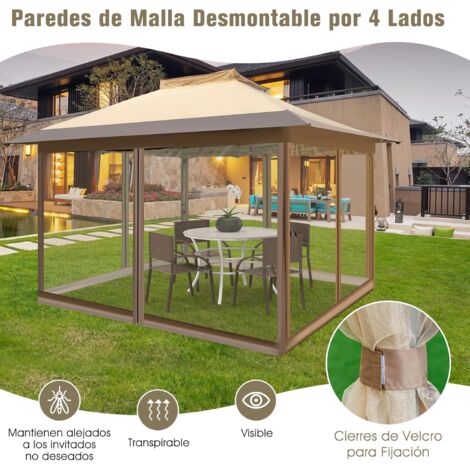 COSTWAY Carpa Plegable 3X3M, Pergolas de Jardin Impermeable con 4 ...