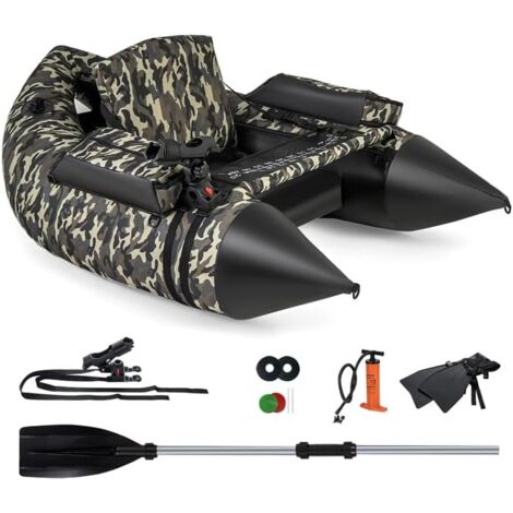 COSTWAY Barco de Pesca Inflable, Kayak Hinchable con 2 Aletas, Bomba ...