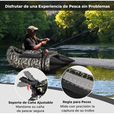 COSTWAY Barco de Pesca Inflable, Kayak Hinchable con 2 Aletas, Bomba ...