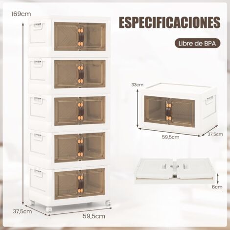 COSTWAY Juego de 3 Contenedores Apilables con Ruedas Bloqueables, 3 ...