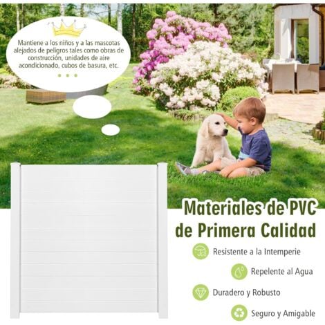 COSTWAY Cerca de Exterior de Jardín/Valla en PVC con 3 Palos con Forma ...