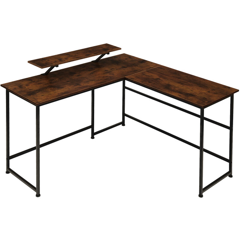 Desk Melrose corner desk with a movable monitor stand computer desk corner desk office desk Industrial wood dark rustic