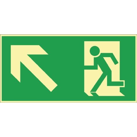 Rettungszeichen BGV A8 L297xB148mm Rettungsweg li.aufwärts Ku.