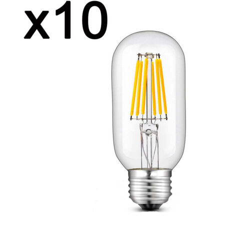 Lot de 10 ampoules filaments LED SEDNA Transparent Verre E27 6W