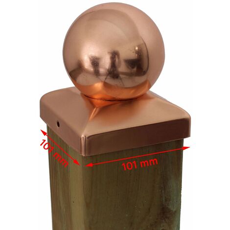 Pfostenkappe Kupfer 101 mm Kugel Abdeckkappe für Pfosten 10 x 10 cm