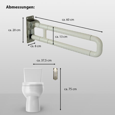 Haltegriff für WC klappbar 60 cm Stützklappgriff Haltegriff Aufstehhilfe