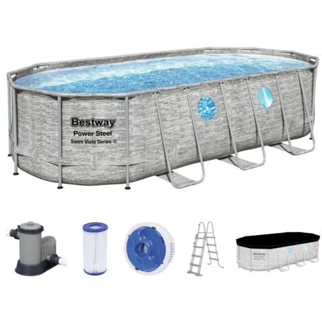Bestway Power Steel Swim Vista Deluxe Frame Pool 56716 549x274x122cm oval Pool Set