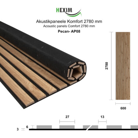 HEXIM Lamellen Akustikpaneele 1,67 m² flexible Wandpaneele 278x60cm MDF ...