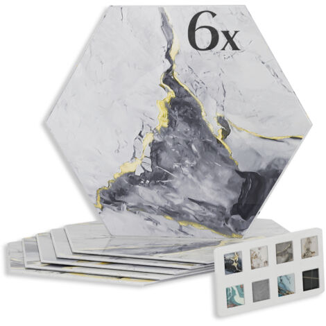 HEXIM Marmorplatten Optik Hexagon Set 6 Stück SPC Dekor Fliesen innen ...