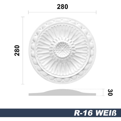 Marbet Design Stuckrosette aus EPS Styropor, weiß - Deckenrosette Stuck Wanddeko Wohnzimmer: R ...