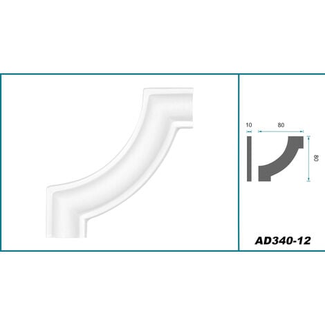 Wand- und Deckenumrandung Fries Stuck Rahmen stoßfest AD340: Segment AD340-12 80 x 80 x 10 mm