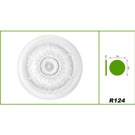 Grand Decor Stuckrosette aus PU, R101 bis R124 - Deckenrosette Stuck Wanddeko Wohnzimmer:R124 ...