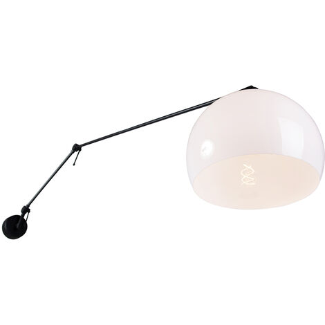 QAZQA Moderno Aplique negro con pantalla blanca 30 cm regulable - Blitz ...
