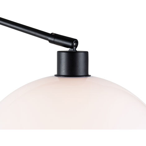 QAZQA Moderno Aplique negro con pantalla blanca 30 cm regulable - Blitz ...