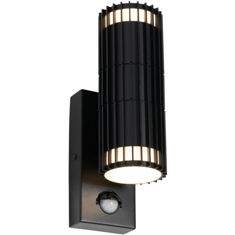 QAZQA Diseño Aplique de pared para exterior negro con sensor de ...