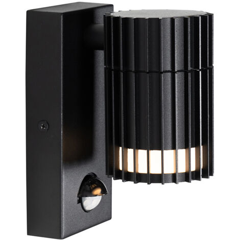 QAZQA Diseño Aplique de pared exterior de diseño negro con sensor de ...
